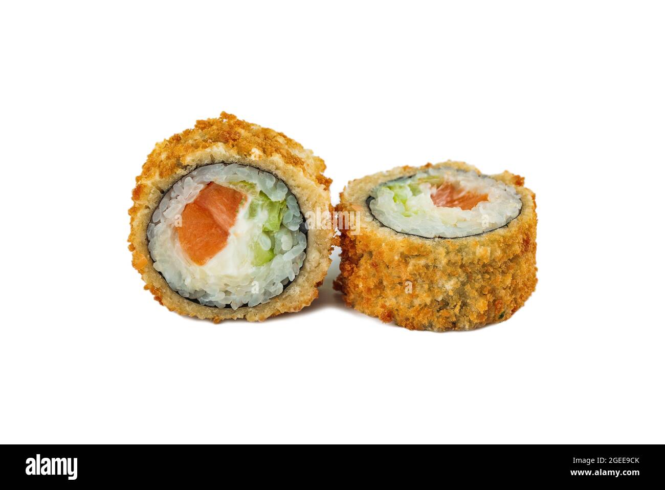 japanese deep-fried sushi rolls on a white background Stock Photo - Alamy