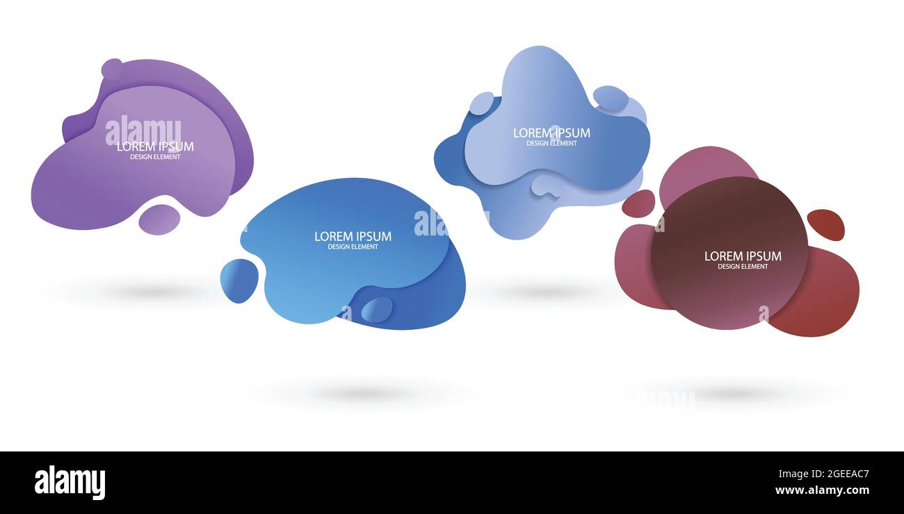 Fluid frame isolated on white background. Set of abstract liquid shapes ...