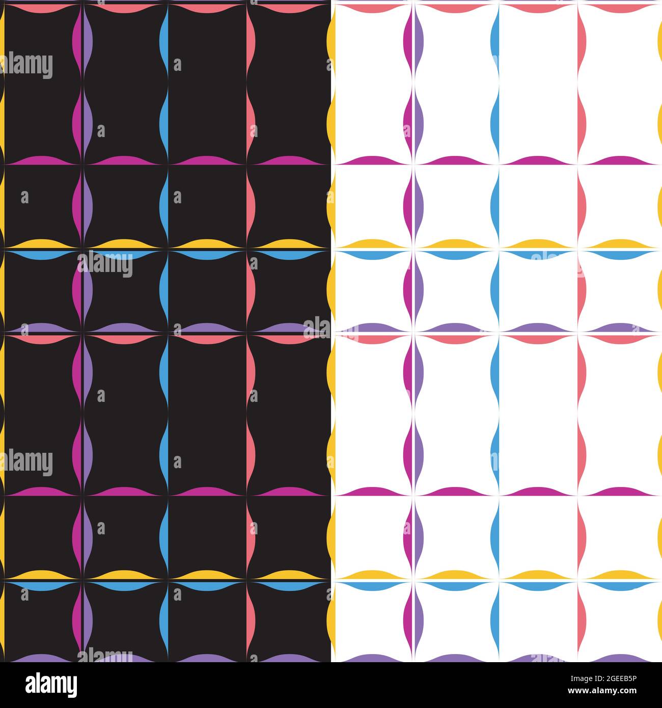 Wavy multicolor check grid seamless pattern. Geometric zigzag colorful ...