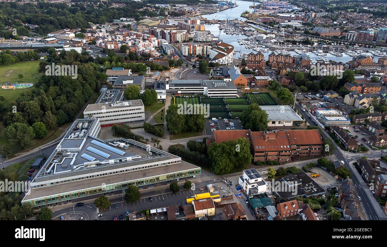 An aerial view of the University of Suffolk in Ipswich, UK Stock Photo ...