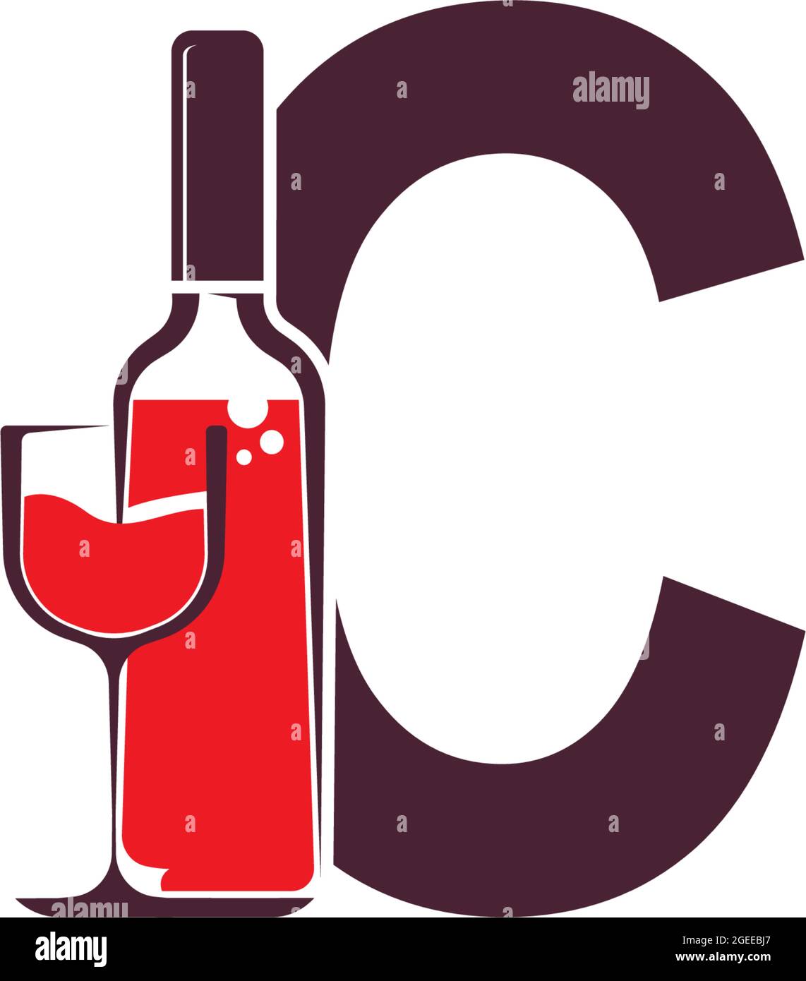 Letter C with wine bottle icon logo vector template Stock Vector Image ...