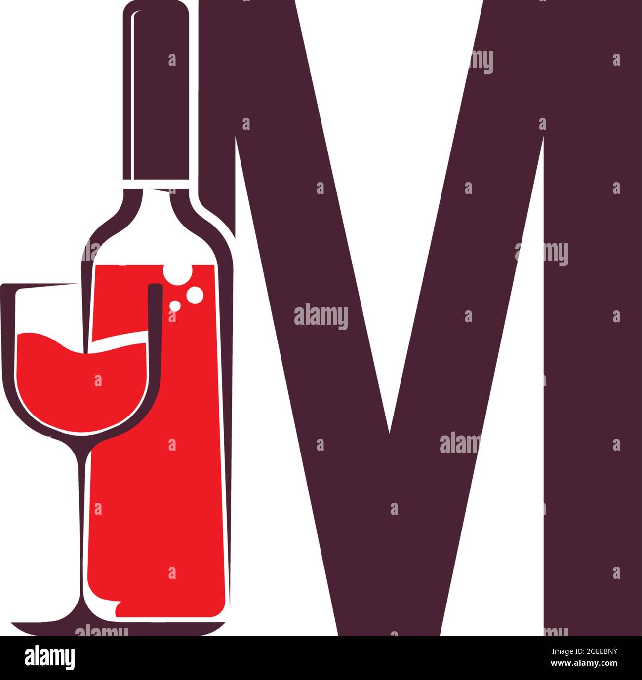 Letter M with wine bottle icon logo vector template Stock Vector Image ...