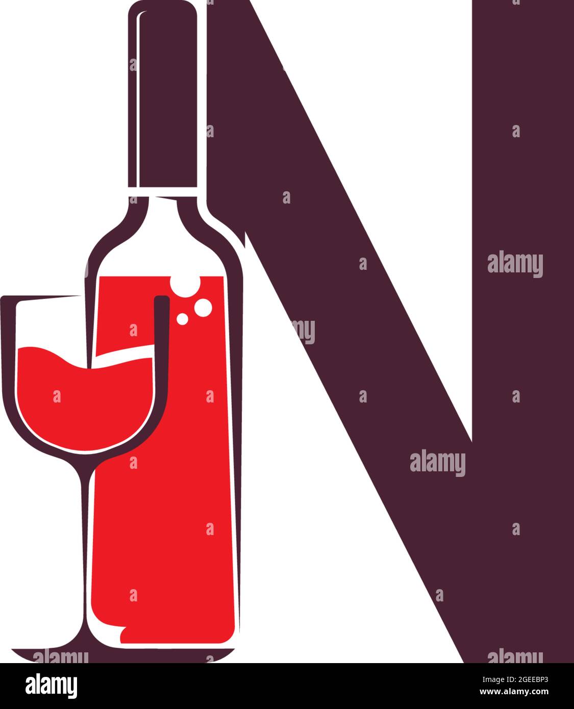 Letter N with wine bottle icon logo vector template Stock Vector Image ...