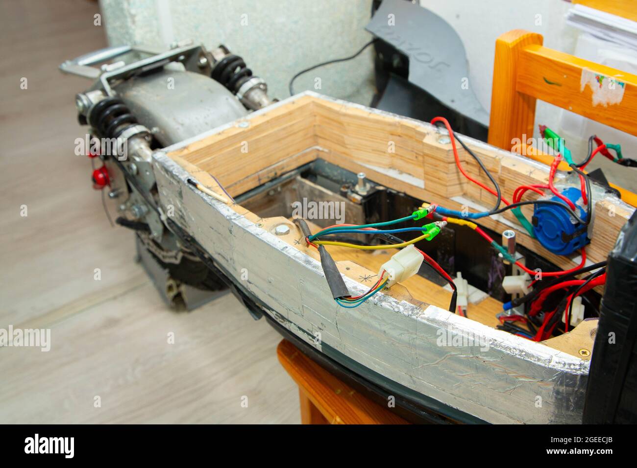 disassembled electric scooter pulled out battery Stock Photo - Alamy