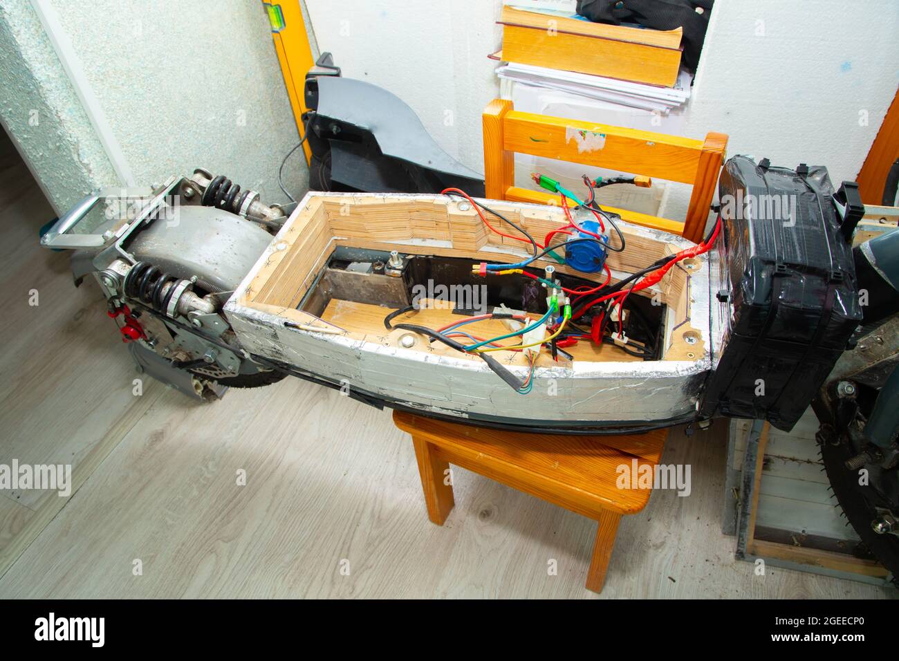 disassembled electric scooter pulled out battery Stock Photo - Alamy