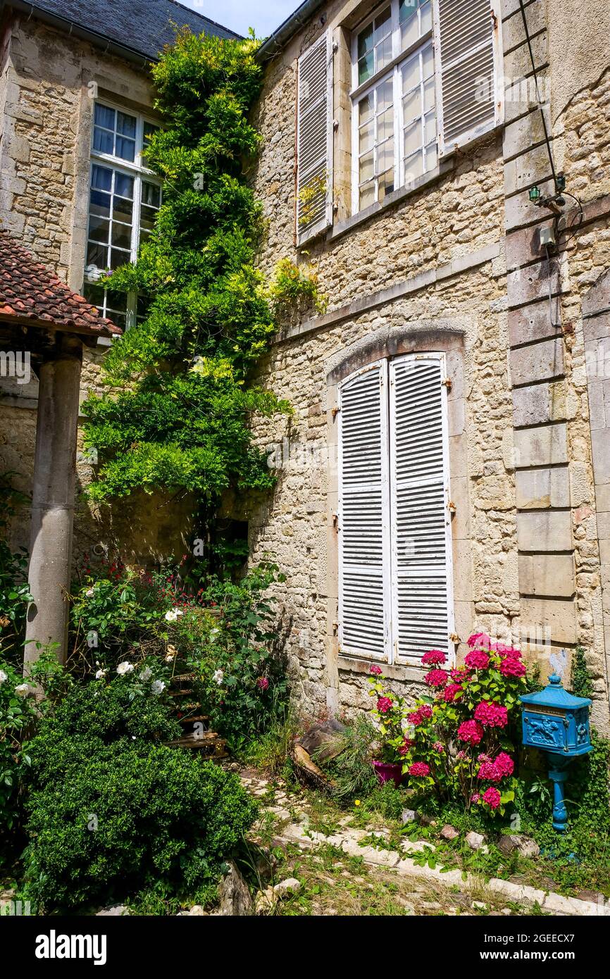 Courtyard in an historical architectural ensemble, Valognes, Manche ...