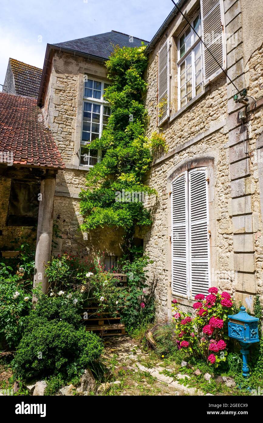 Courtyard in an historical architectural ensemble, Valognes, Manche ...