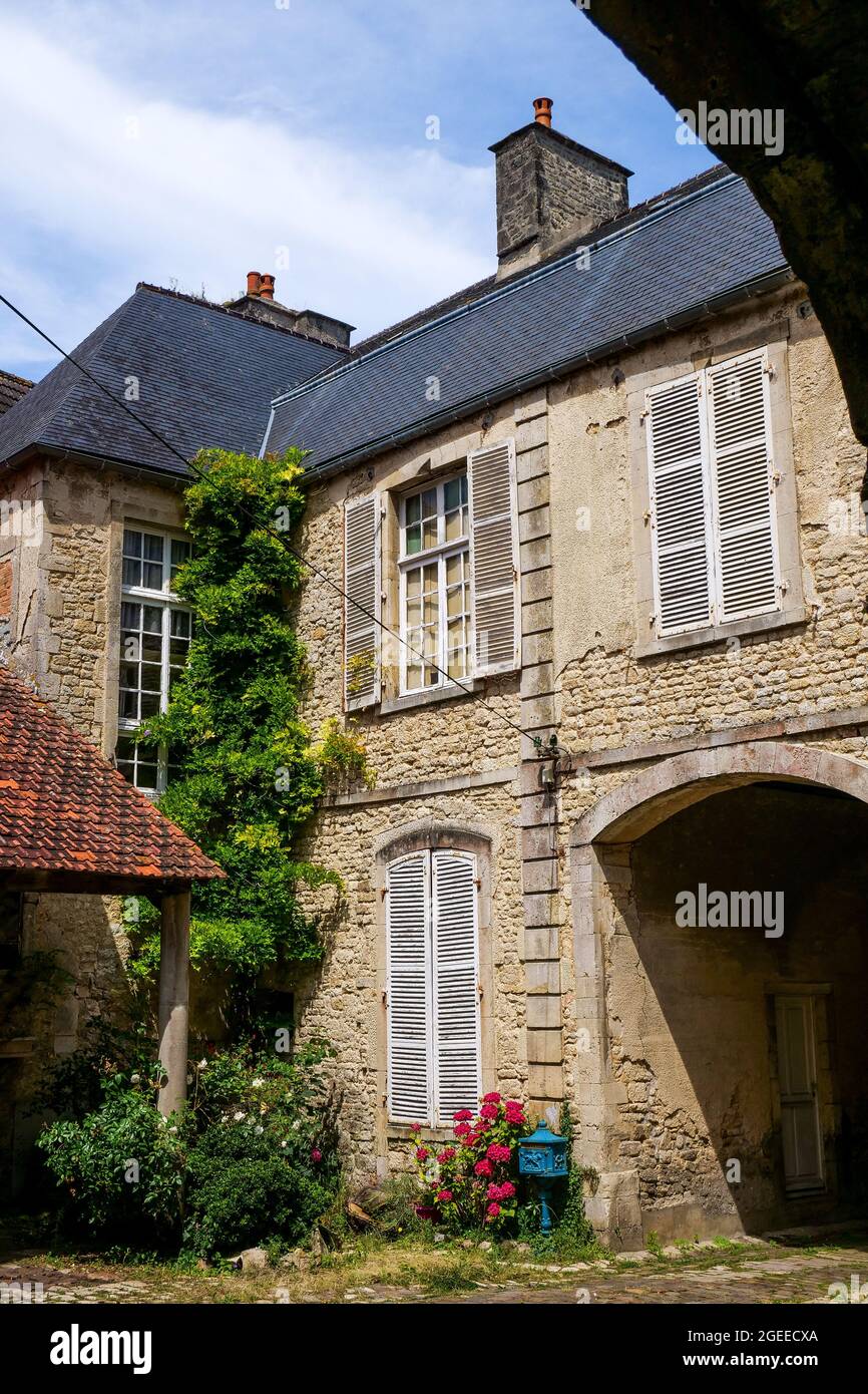 Courtyard in an historical architectural ensemble, Valognes, Manche ...