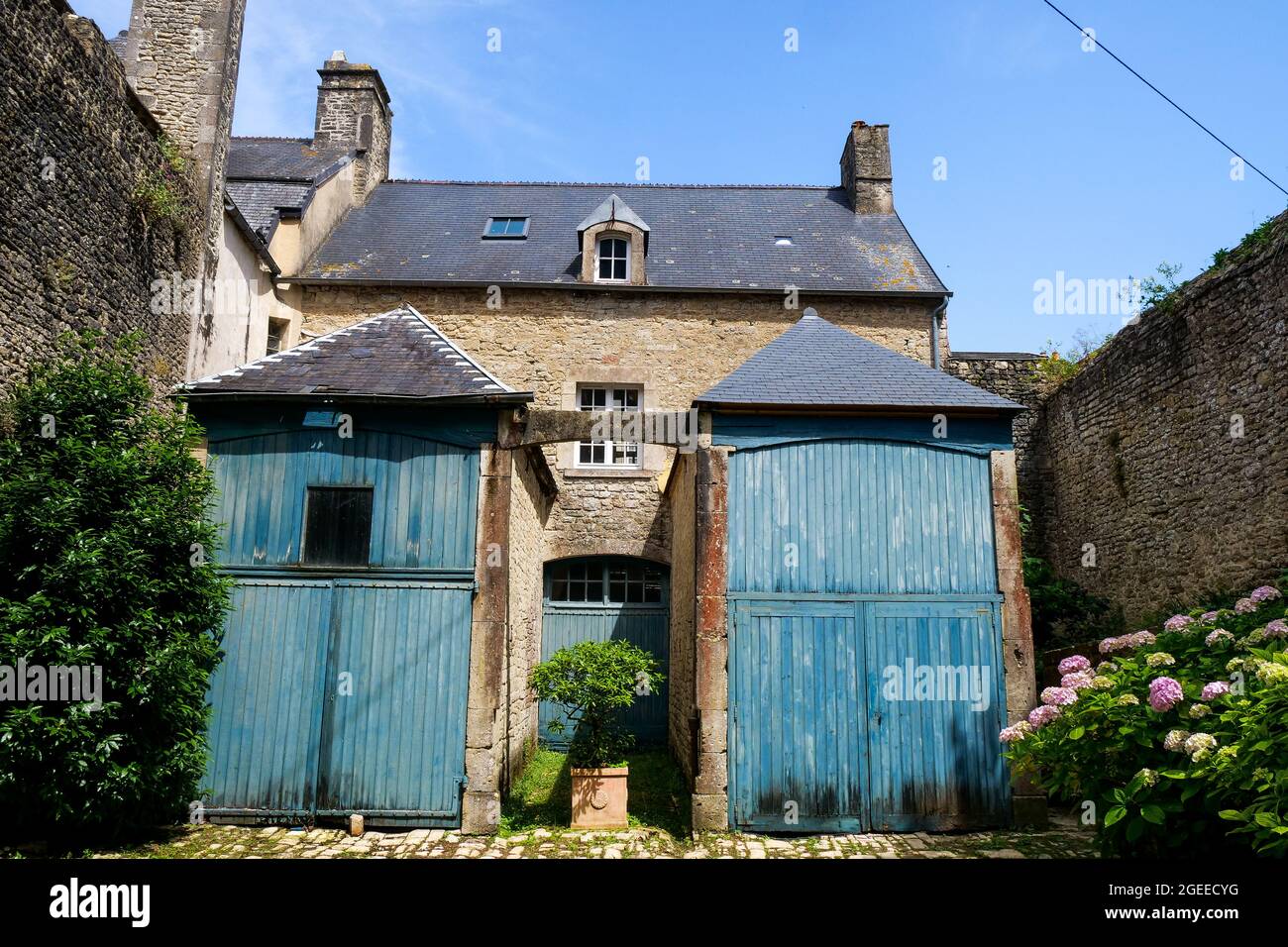 Courtyard in an historical architectural ensemble, Valognes, Manche ...