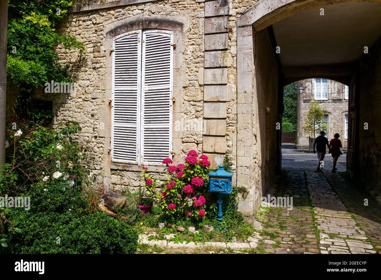 Courtyard in an historical architectural ensemble, Valognes, Manche ...