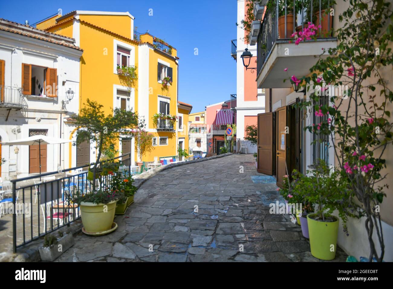 A narrow street in San Nicola Arcella, an old town in the Calabria ...