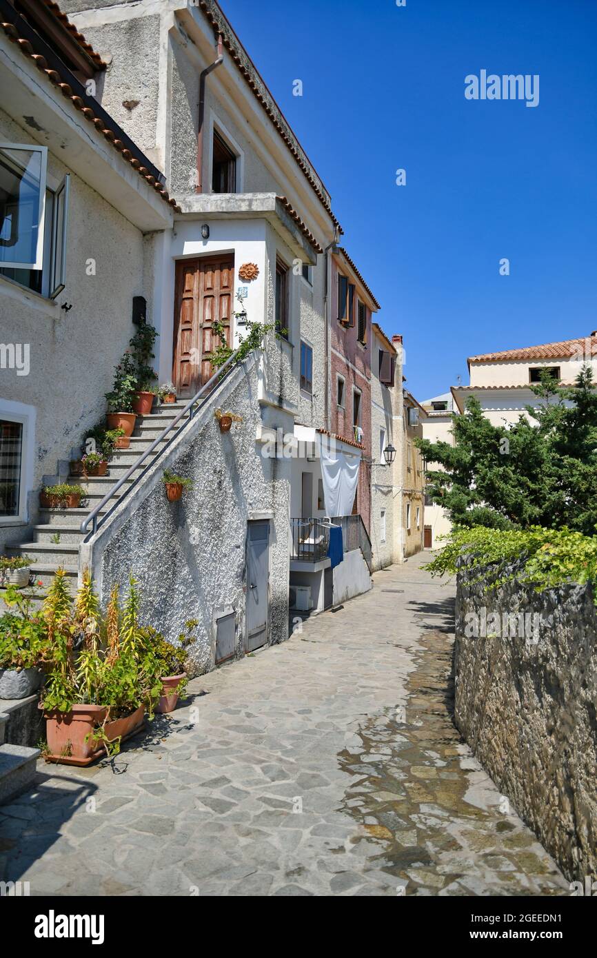 A narrow street in San Nicola Arcella, an old town in the Calabria ...