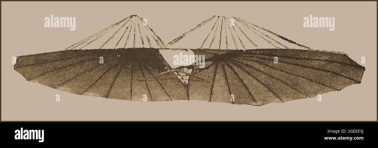 An early illustration of pioneer aircraft - Lilienthal's bat-like ...