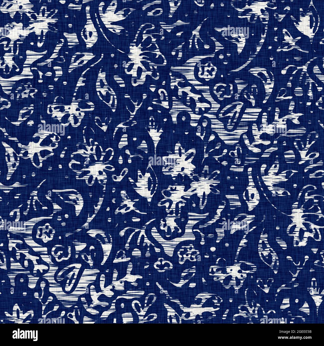 Indigo dyed fabric flower pattern texture. Seamless textile fashion ...