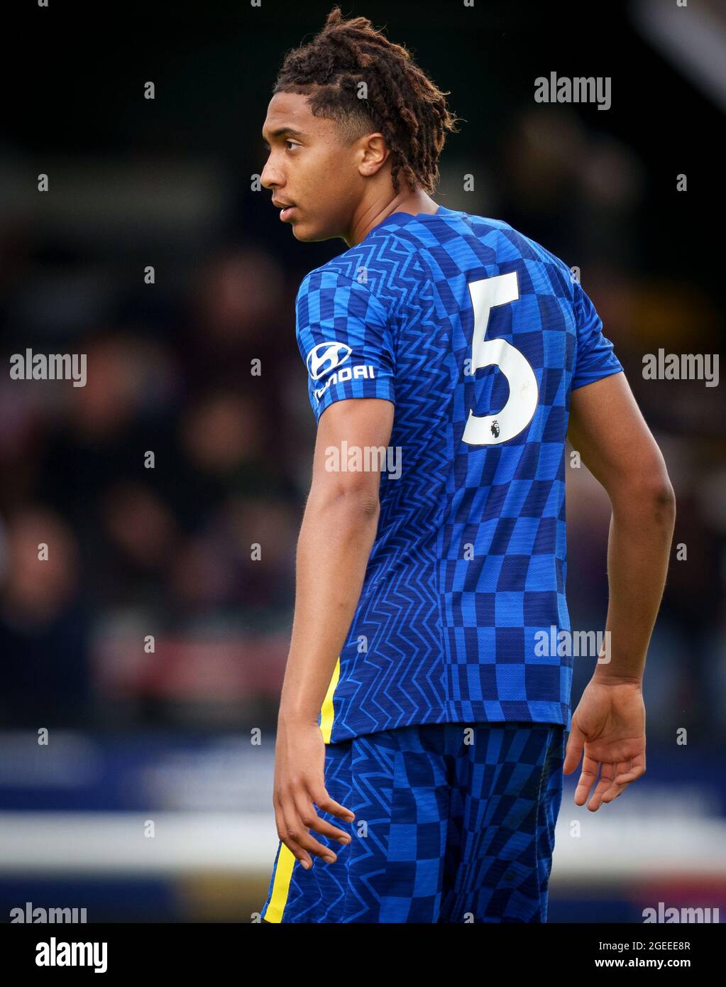 Woking, UK. 31st July, 2021. Bashir Humphreys of Chelsea U23 during the ...