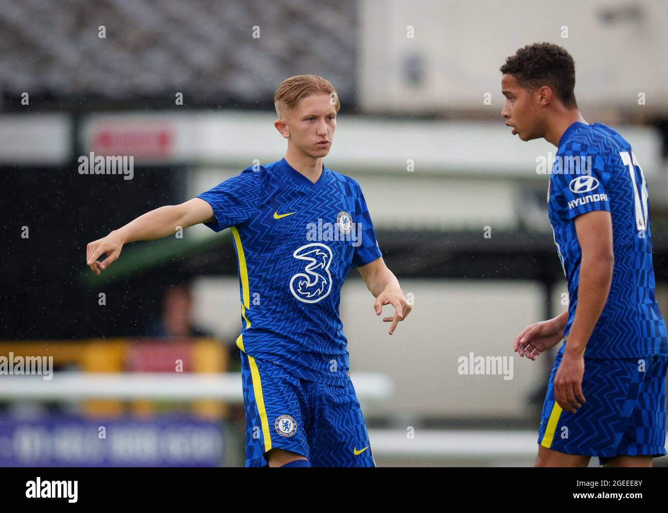 Woking, UK. 31st July, 2021. Bradley Ryan (Welling United) of Chelsea ...