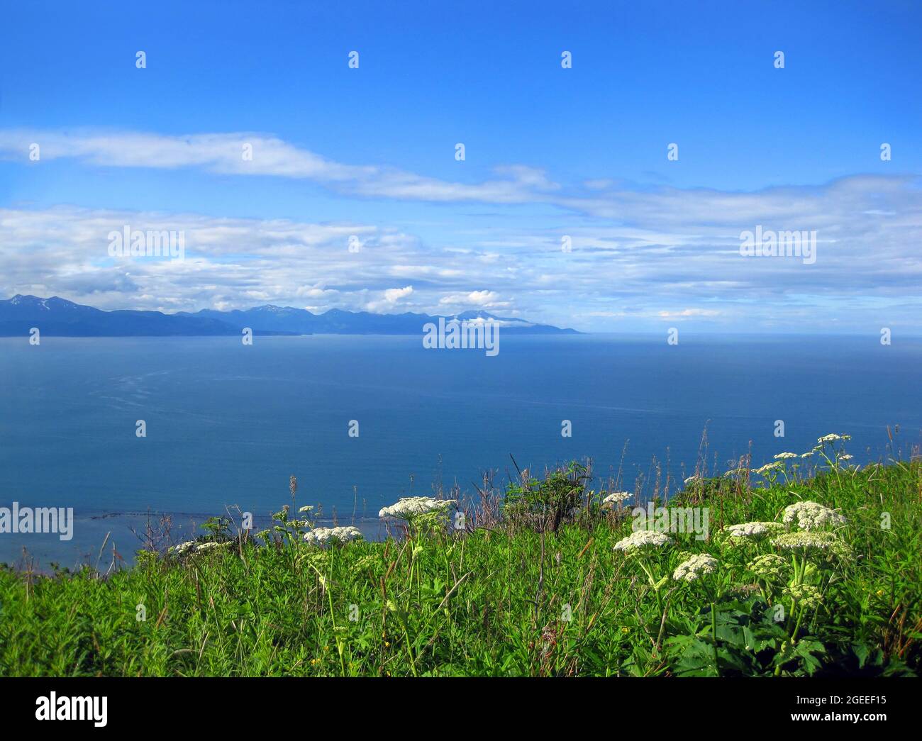 Blue skies reflect on the waters of Cook Inlet near Homer, Alaska ...