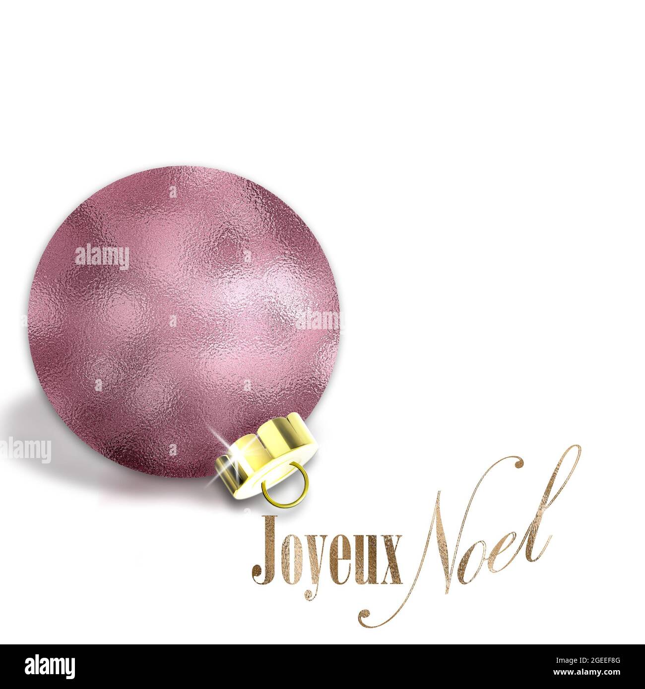 French Christmas card. Gold text Joyeux Noel, Merry Christmas in French ...