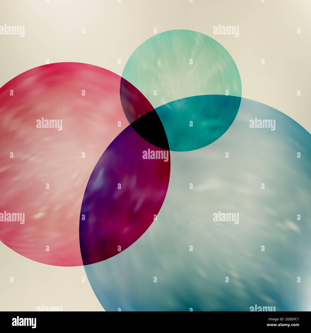 Abstract template with overlay of multi-colored translucent circles ...