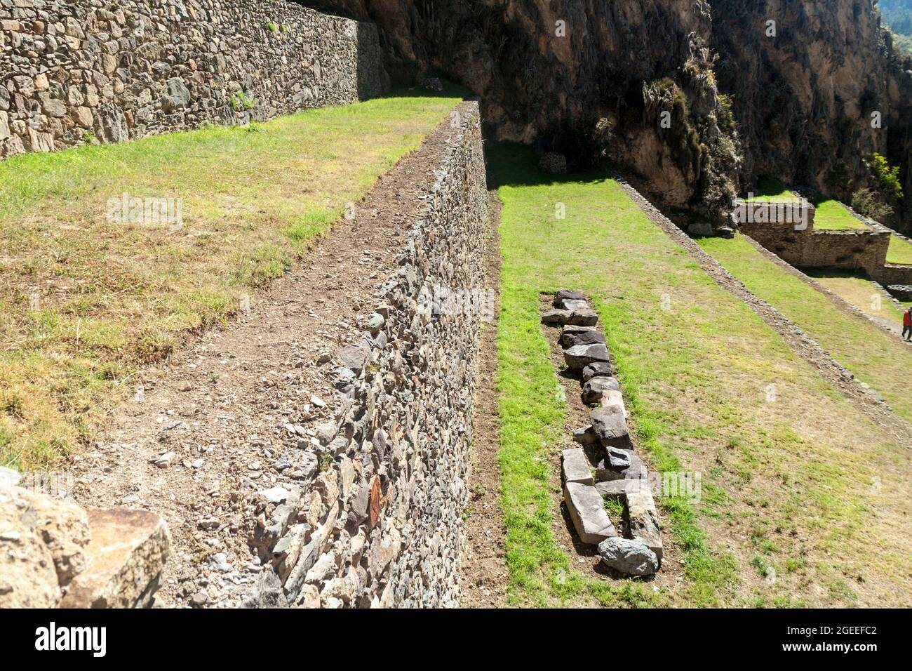Agricultural terraces at Inca ruins of Ollantaytambo, Sacred Valley of ...