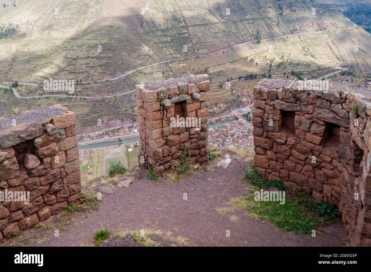 Ancient Inca's ruins in Pisac village, Sacred Valley of Incas, Peru ...