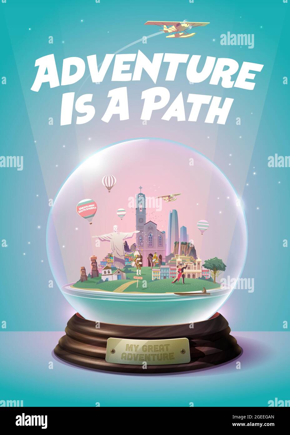 Travel to South America. Road trip. Tourism. The glass ball with ...