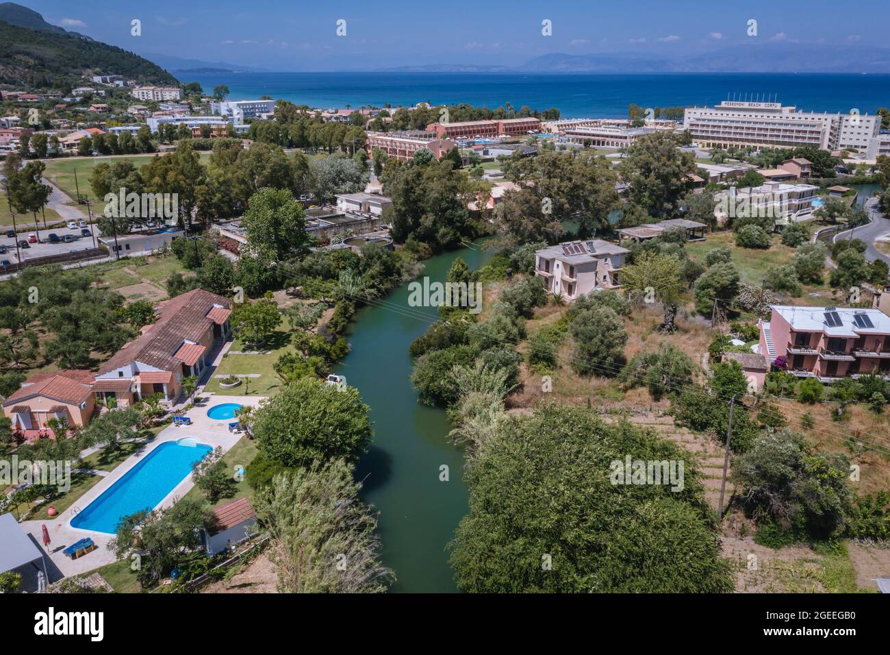 Water channel between Moraitika and Messonghi villages, Corfu Island in ...