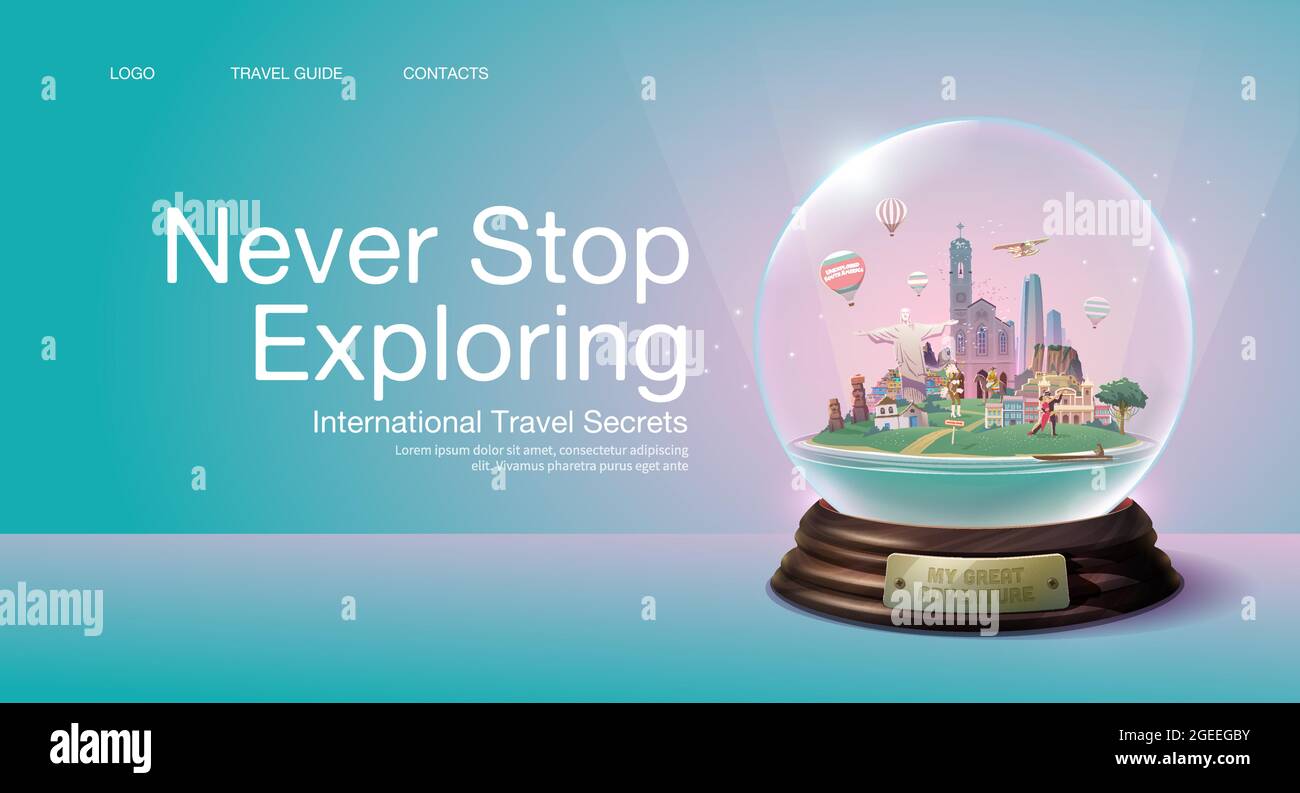 Travel to South America. Road trip. Tourism. The glass ball with ...