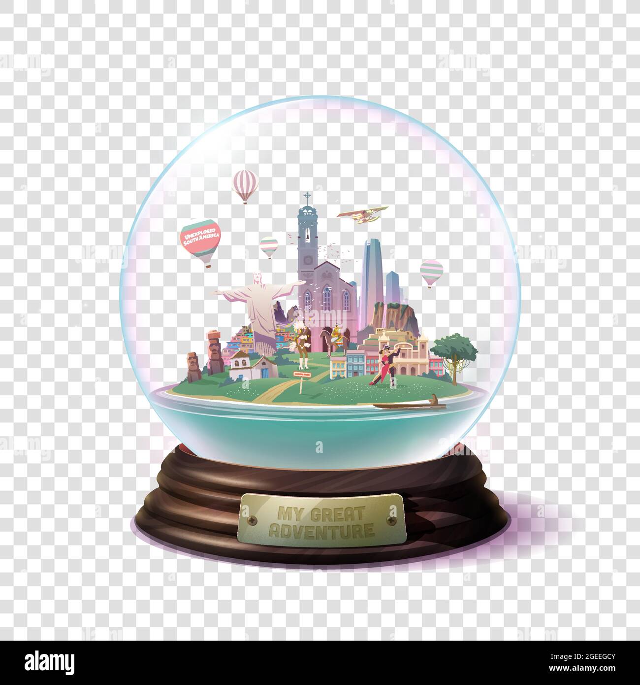 Travel to South America. The glass ball with landmarks Stock Vector ...