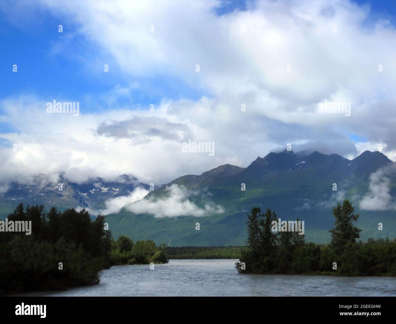 Majestic Chugach Mountains tower over the Narrows of Valdez, Alaska ...