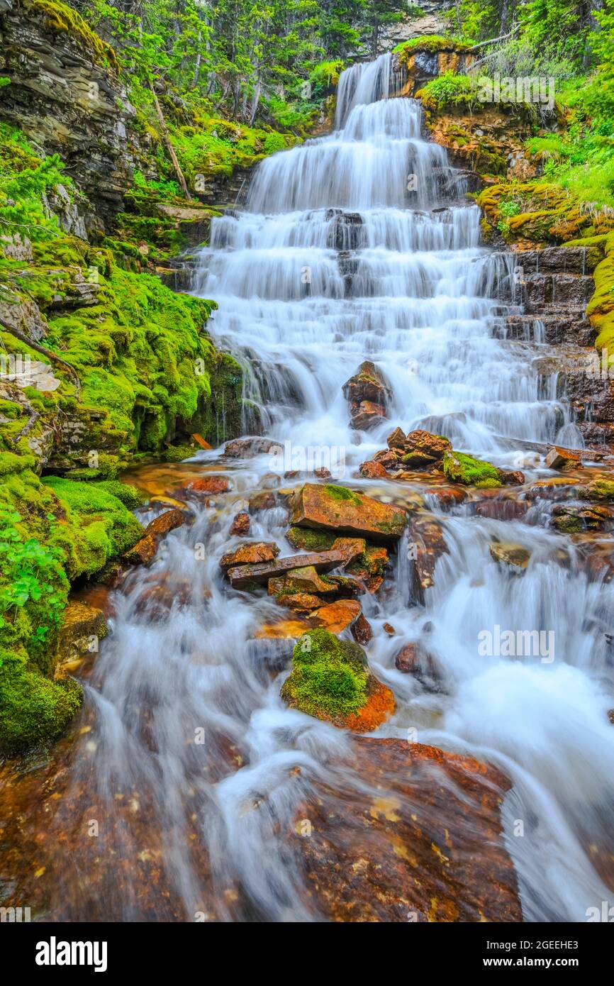 crystal cascades in the big snowy mountains near lewistown, montana ...