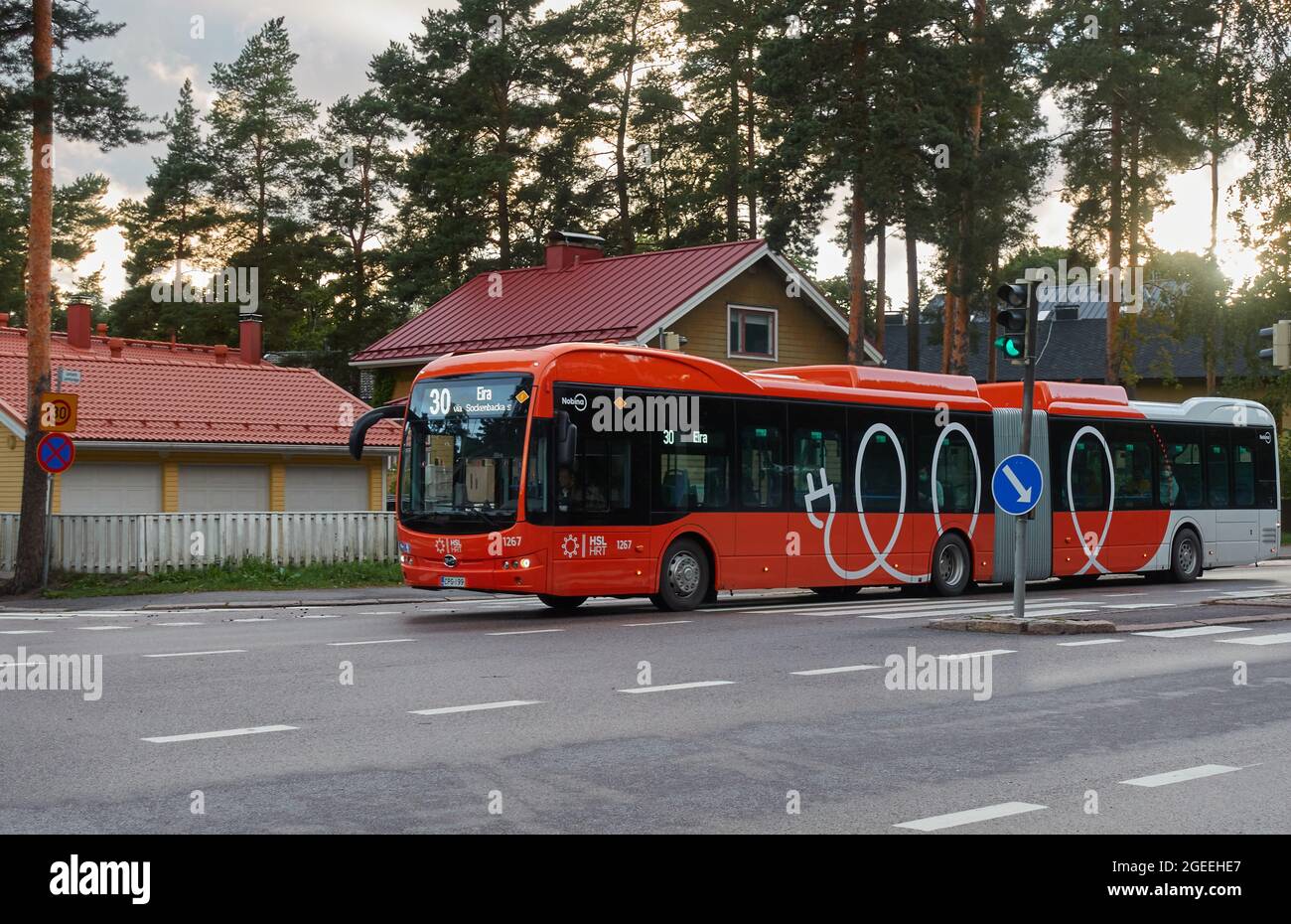 Helsinki, Finland - August 19, 2021: New HSL electric articulated bus ...