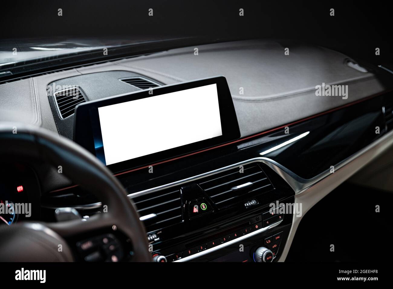 Car multimedia monitors screen with empty space for message Stock Photo ...