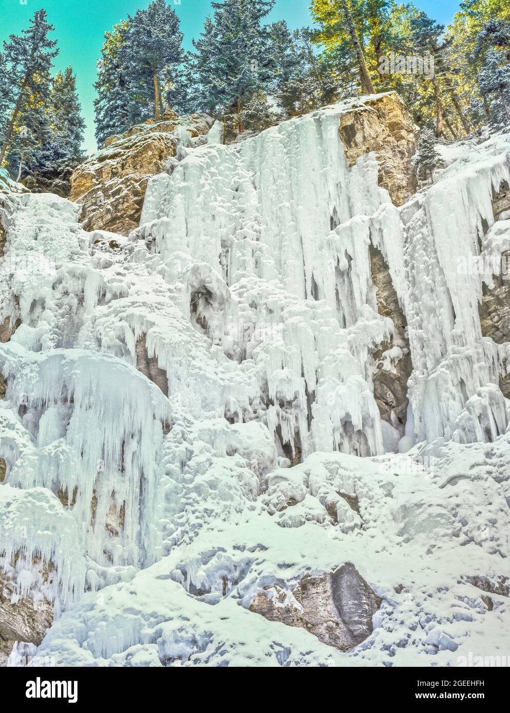 frozen cataract falls in the elk creek basin near augusta, montana ...