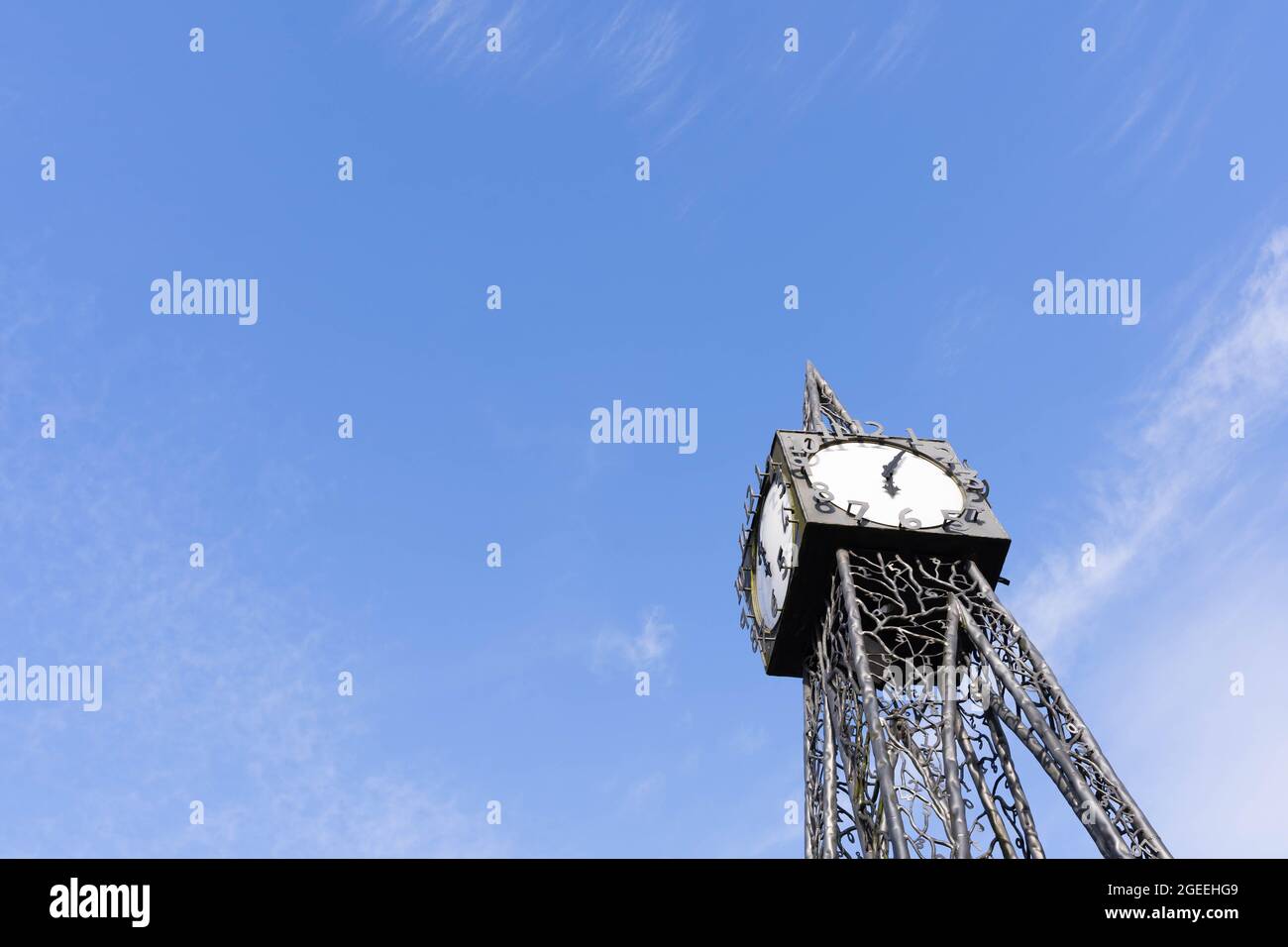 clock tower with blue sky as background with copy space clock tower ...
