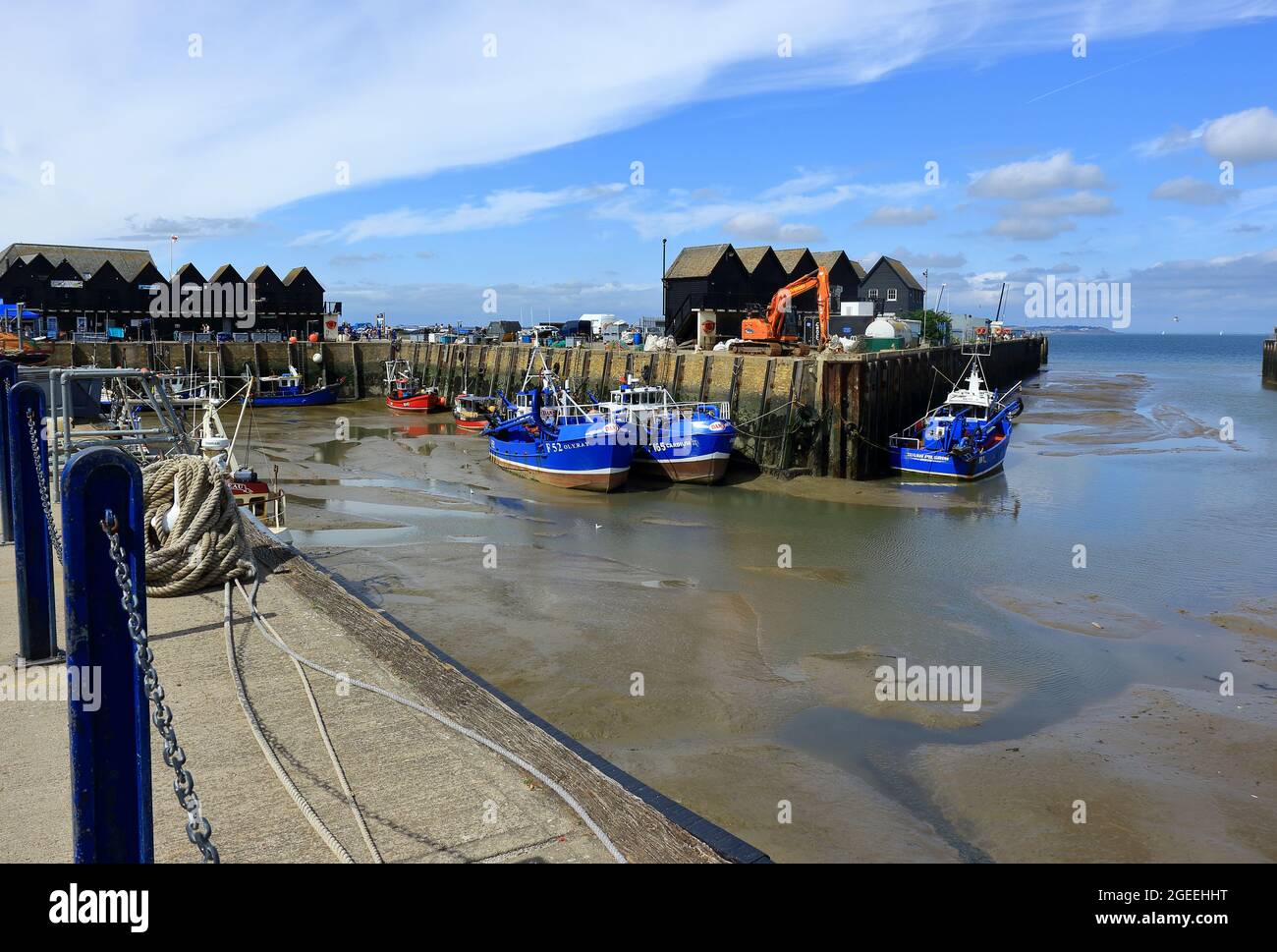The harbour and entrance at Whitstable looking out to the North Sea ...