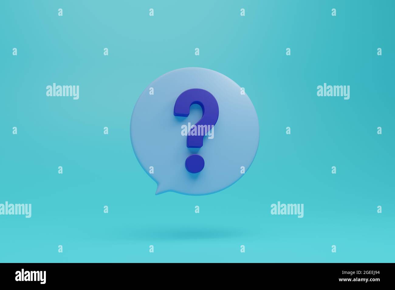 large blue question mark in 3d style illustration with light blue ...
