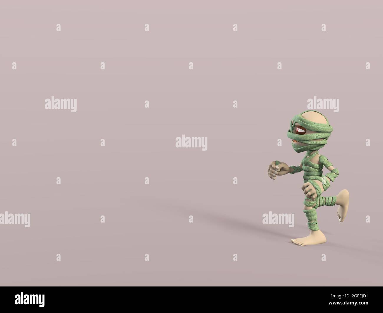 3D-illustration of a cute and funny running cartoon mummy. isolated ...