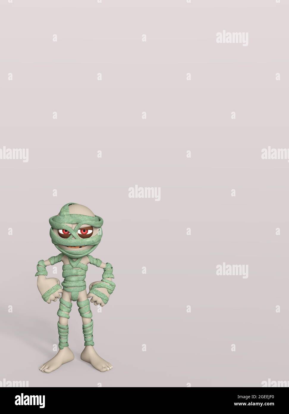 3D-illustration of a cute and angry cartoon mummy. isolated rendering ...