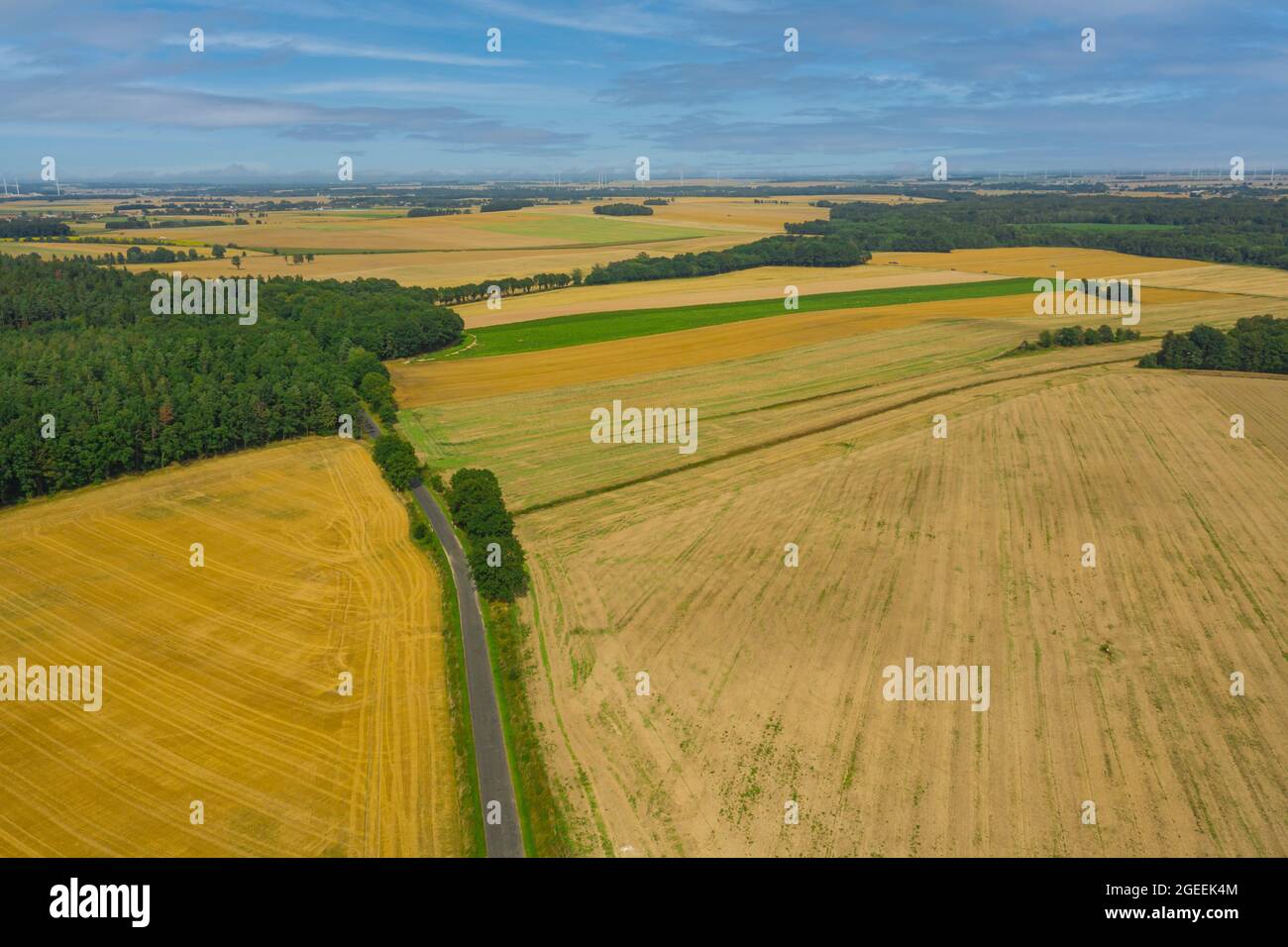 Sudeten foothills. Undulating terrain covered with arable fields ...