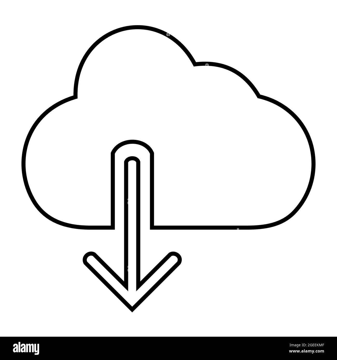Icon Vector of Cloud with downward arrow - Line Style - simple ...