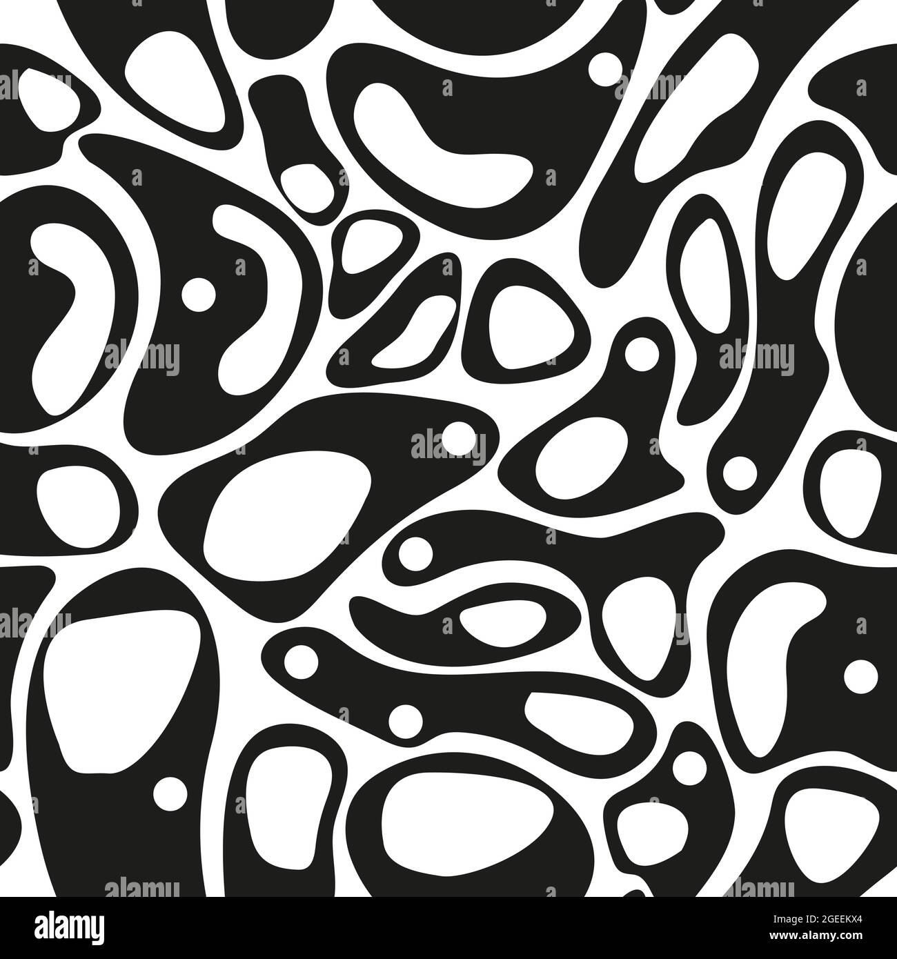Hand drawn abstract shapes seamless pattern. Black and white background ...