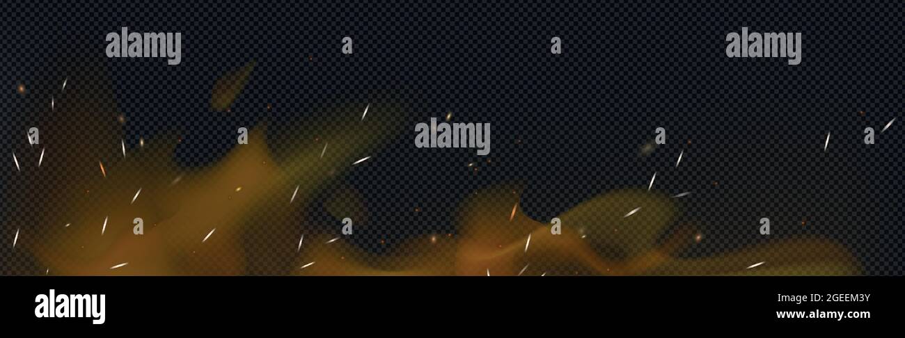 Realistic fire on a dark background - Vector illustration Stock Vector ...