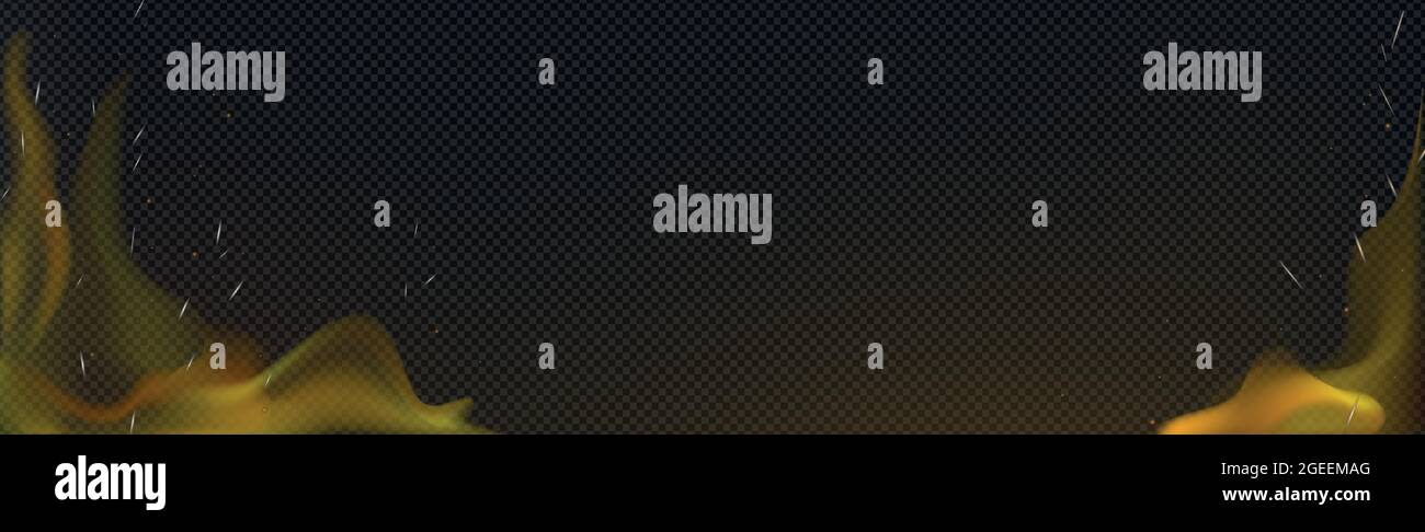 Realistic fire on a dark background - Vector illustration Stock Vector ...