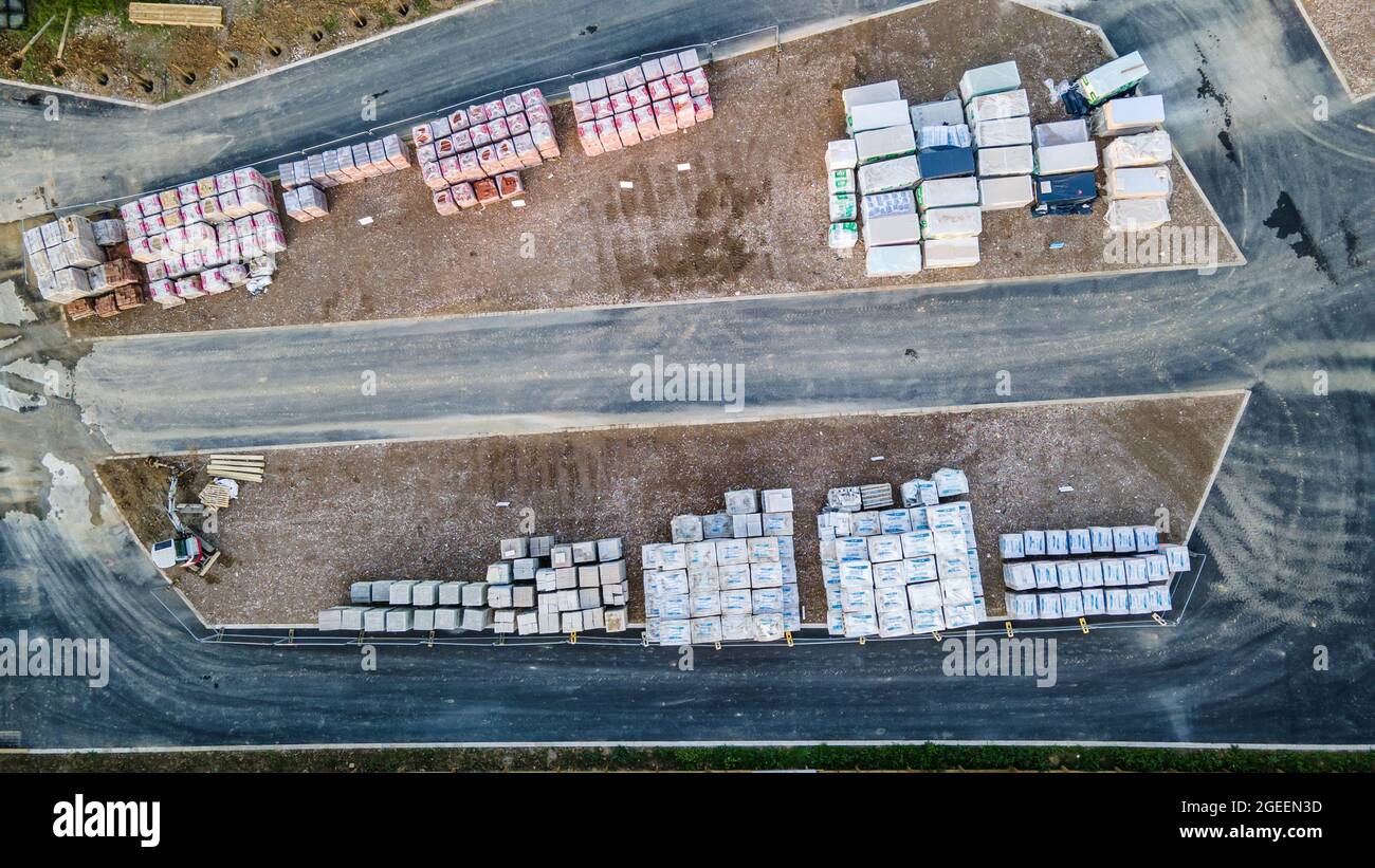 Aerial view of building materials warehouse Stock Photo - Alamy