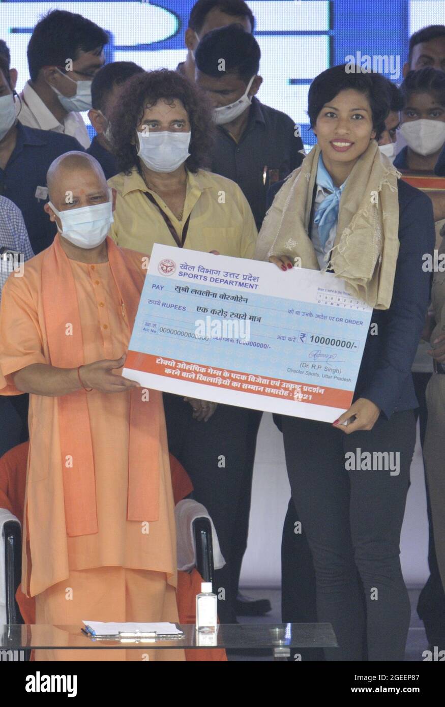 LUCKNOW, INDIA - AUGUST 19: Tokyo 2020 Olympics bronze medalist Lovlina ...