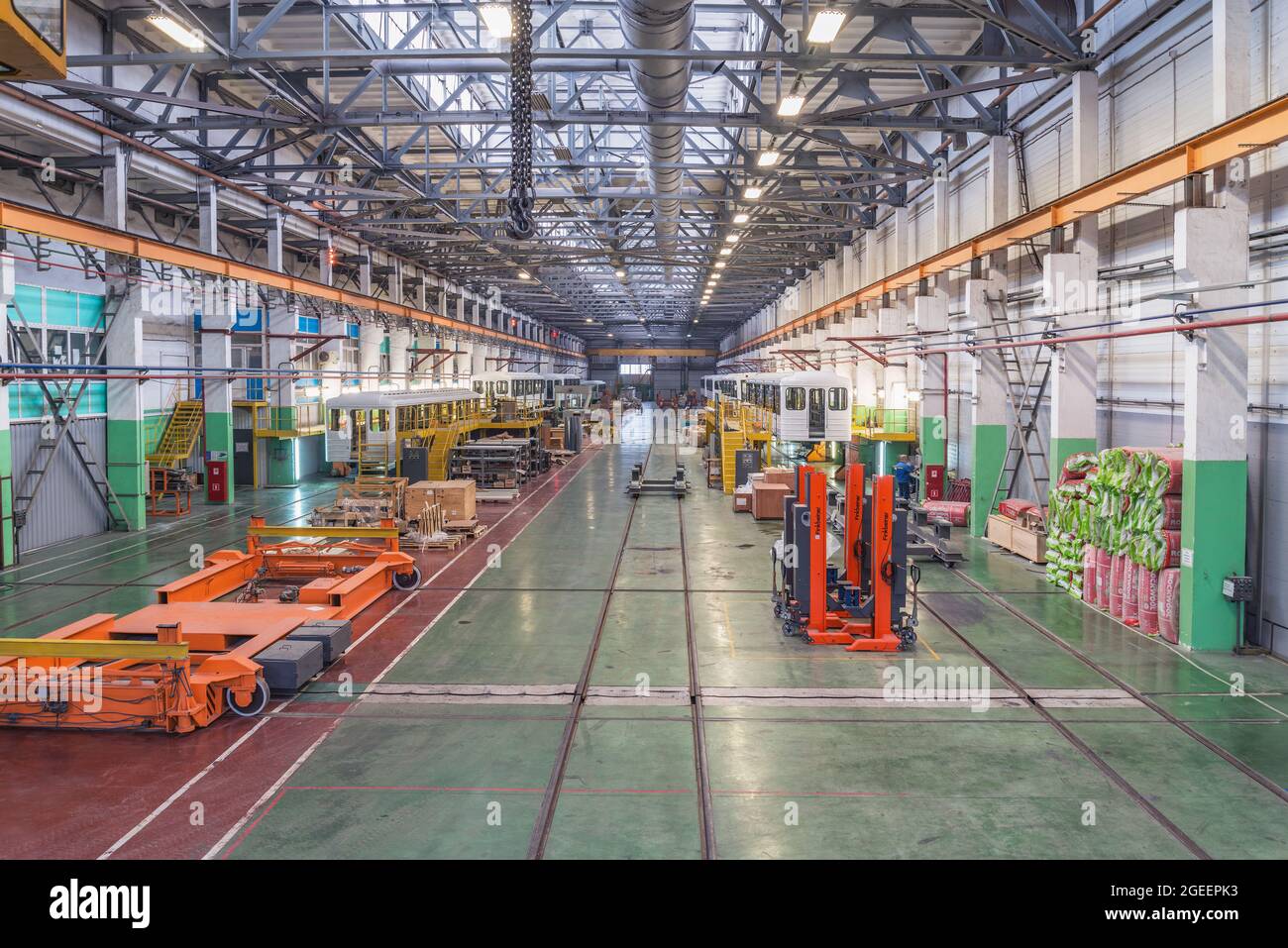 Mytishchi, Russia - February 21, 2017: Rail car assembly plant for the ...