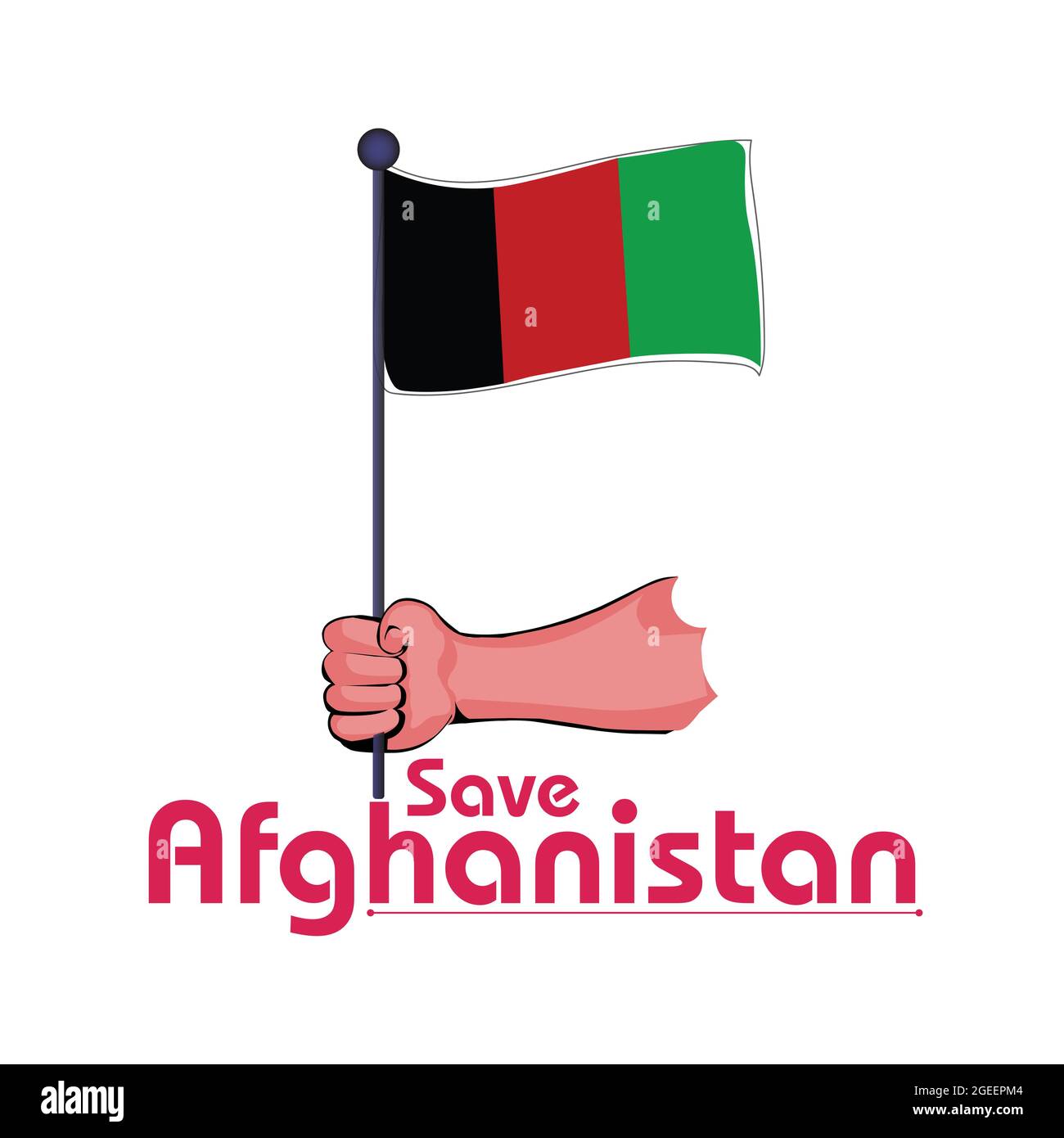 Save Afghanistan sign, Holding the flag of Afghanistan in hand Stock ...