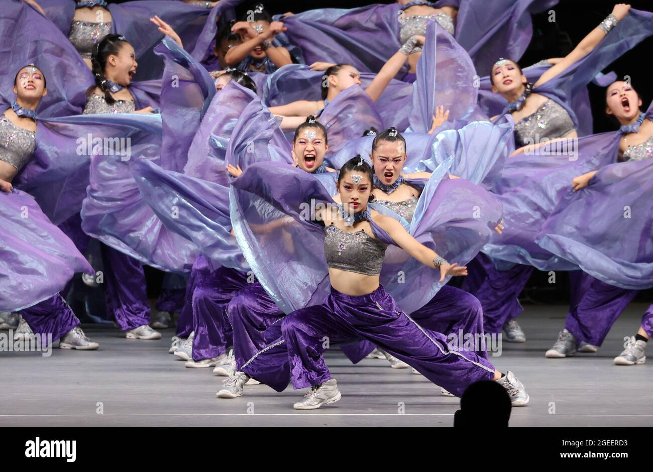 Yokohama, Japan. 19th Aug, 2021. Dance team members of Kumeda High ...