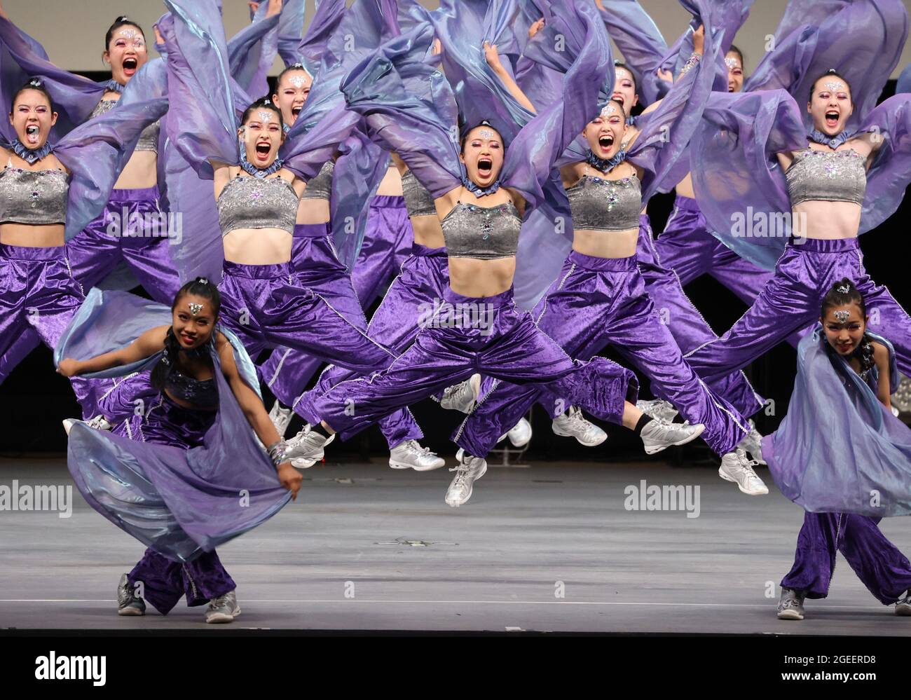 Yokohama, Japan. 19th Aug, 2021. Dance team members of Kumeda High ...